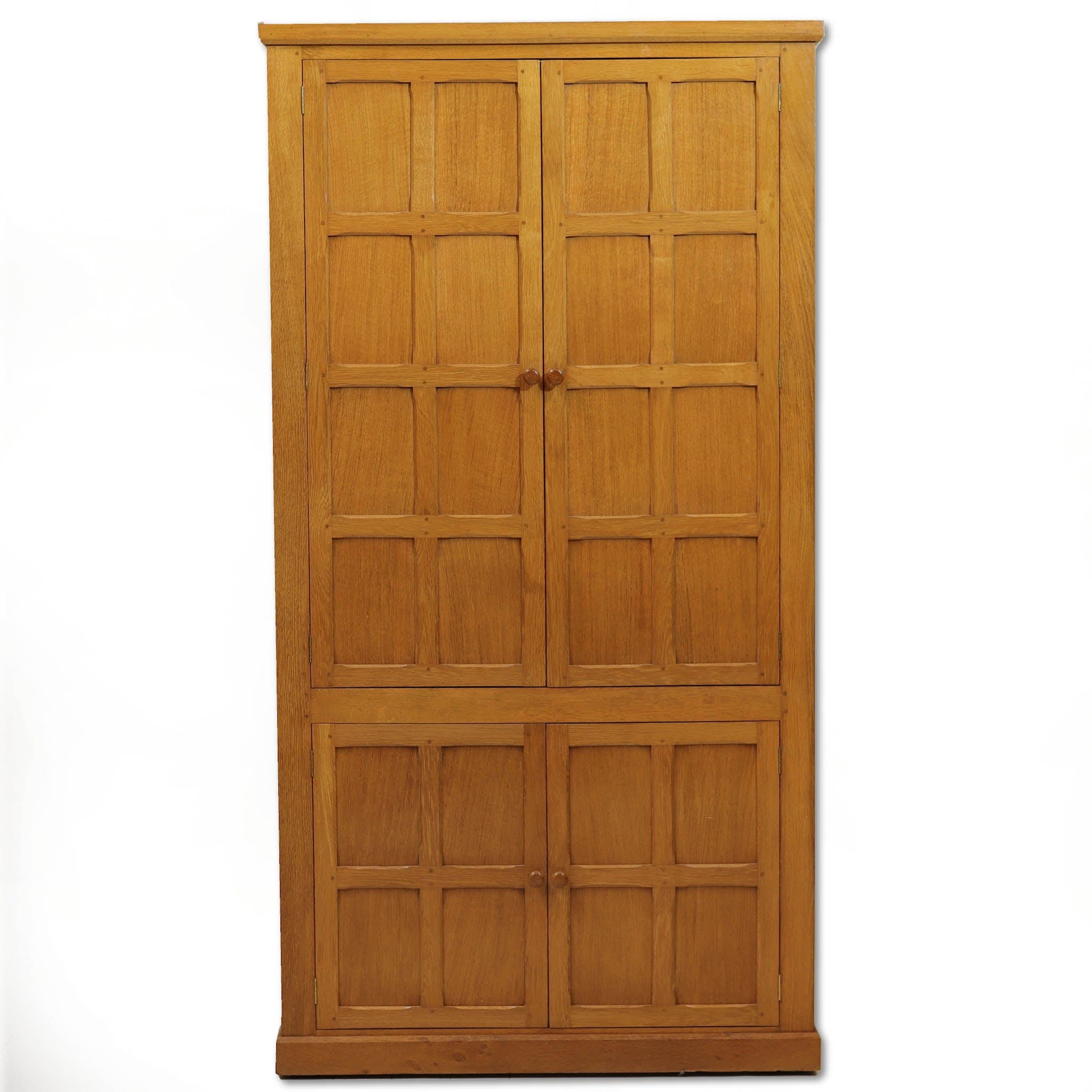 'Cat & Mouseman' Arts & Crafts Yorkshire School Oak Linen Cupboard / P ...